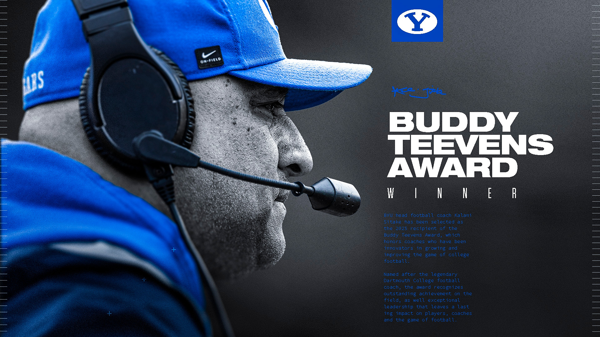 Kalani Sitake named recipient of the 2025 Buddy Teevens Award - BYU ...
