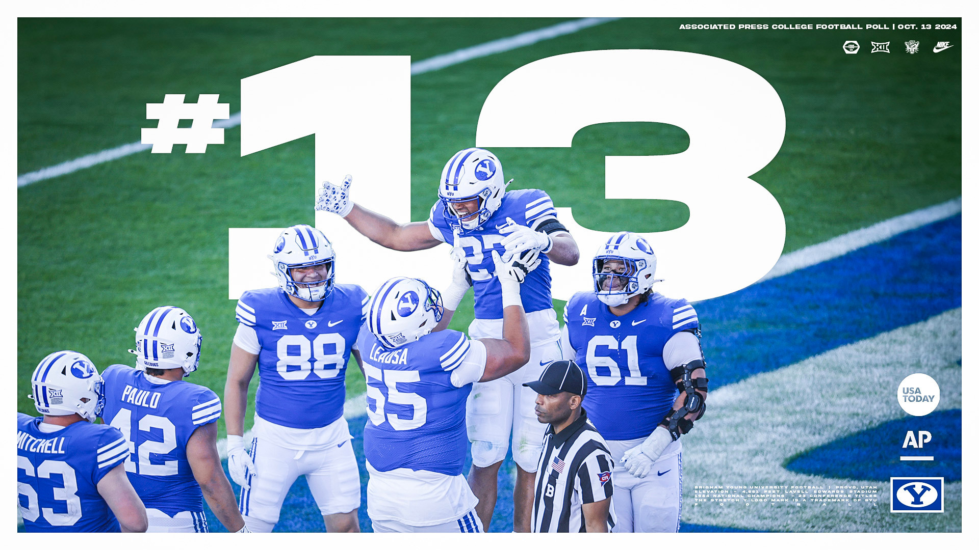 Voters move up unbeaten BYU to No. 13 in the national rankings - BYU ...