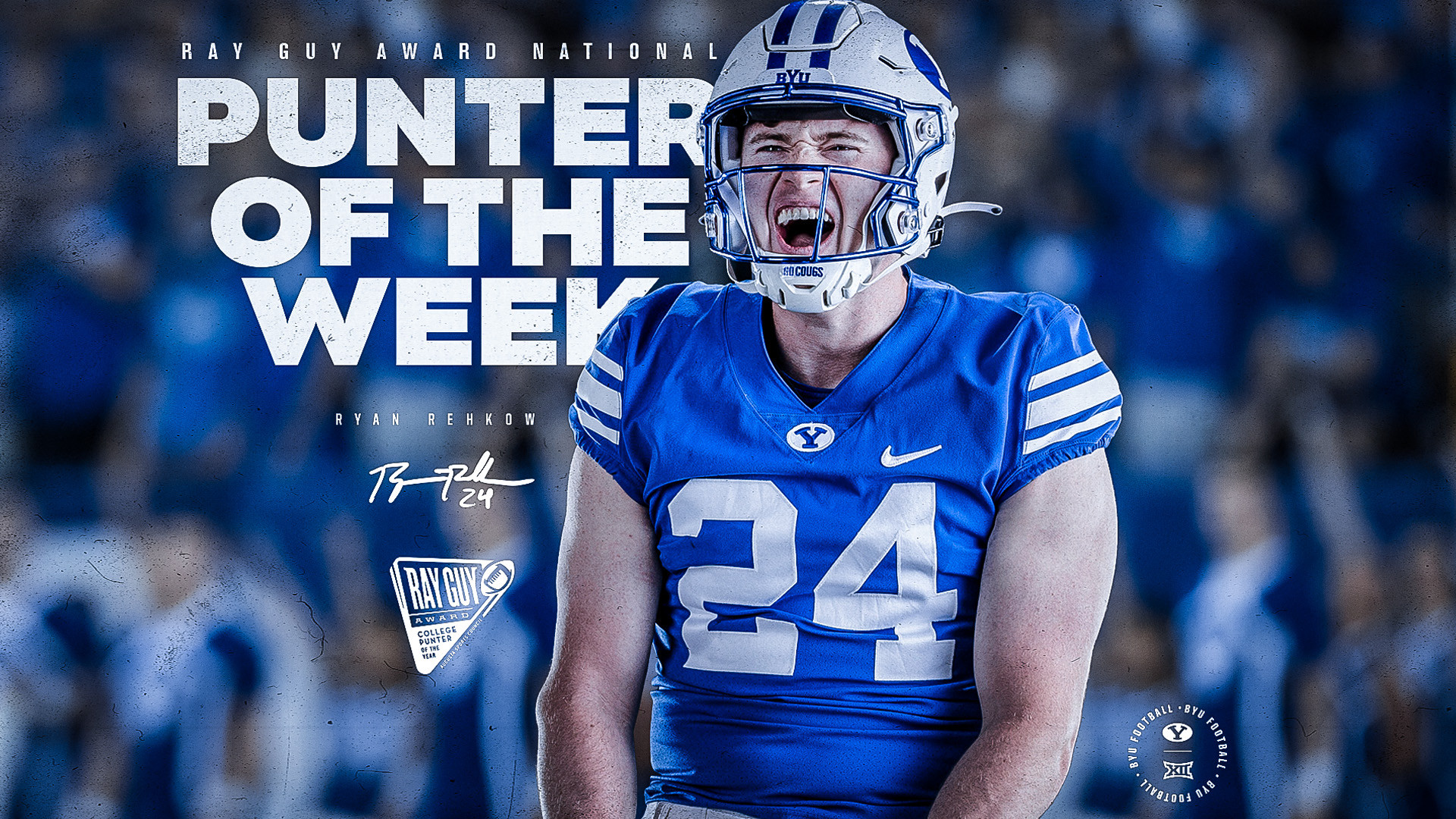 Rehkow named Ray Guy Award Punter of the Week - BYU Athletics ...