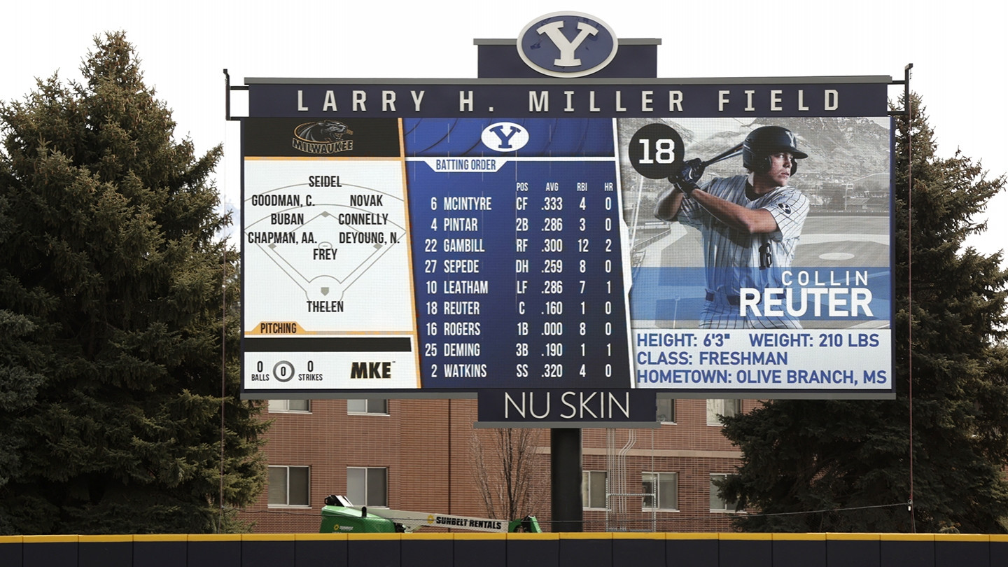 Baseball debuts new video board at Miller Park - BYU Athletics ...