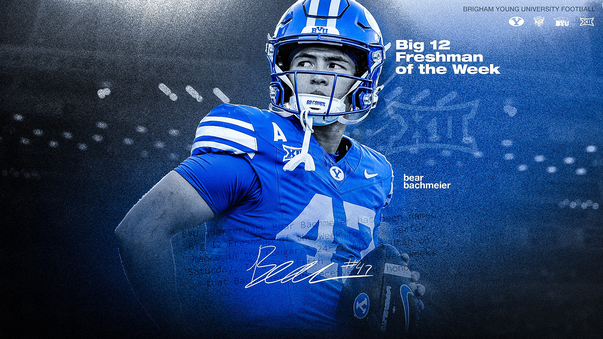 Bachmeier named Big 12 Freshman of the Week for a fifth time - BYU ...